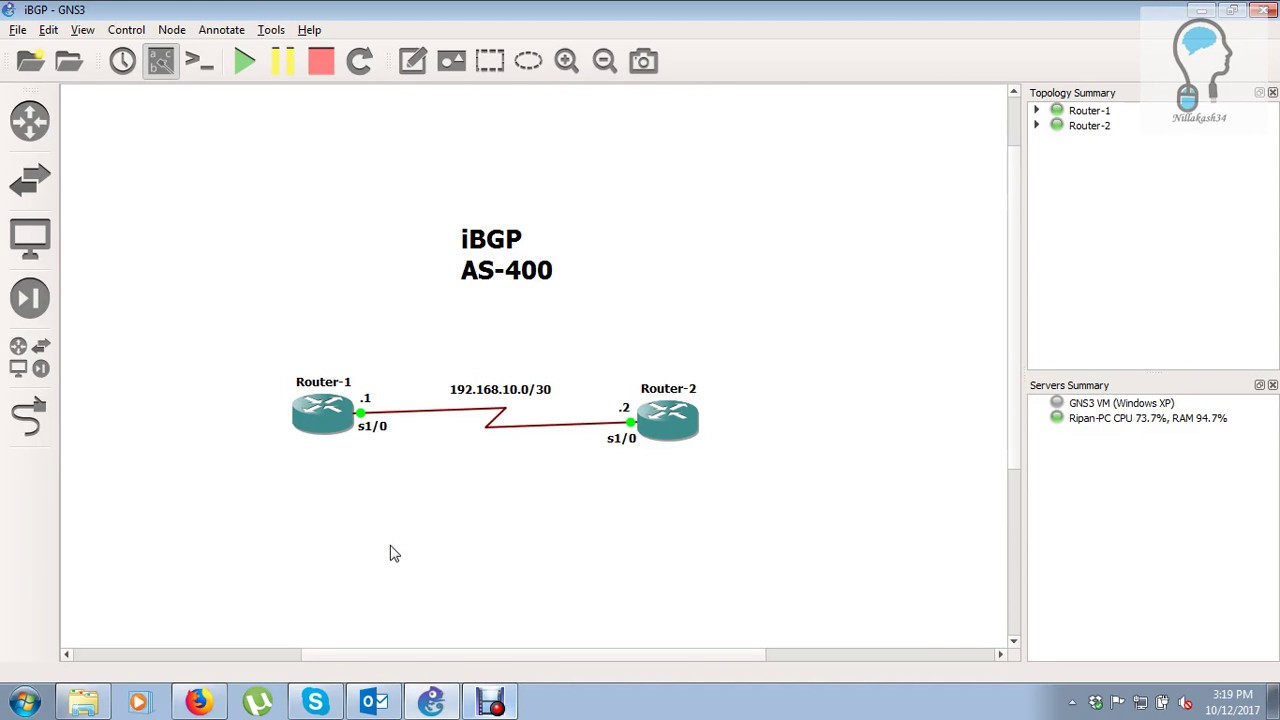 [BGP] iBGP Configuration in GNS3 [Basic Configuration] - YouTube