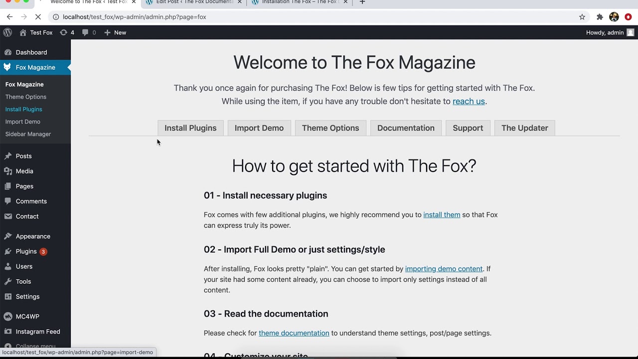 Install The Fox Newspaper WordPress Theme - YouTube