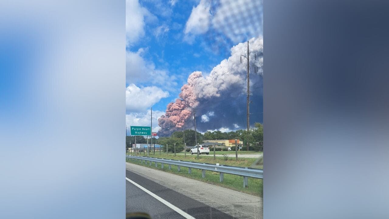 Fire at Rockdale County chemical facility leads to massive plume - YouTube