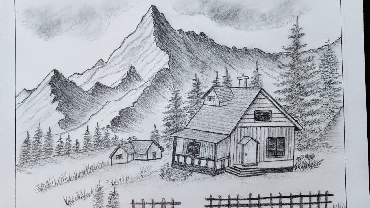How to draw beautiful mountain in pencil scenery#howtodraw # ...
