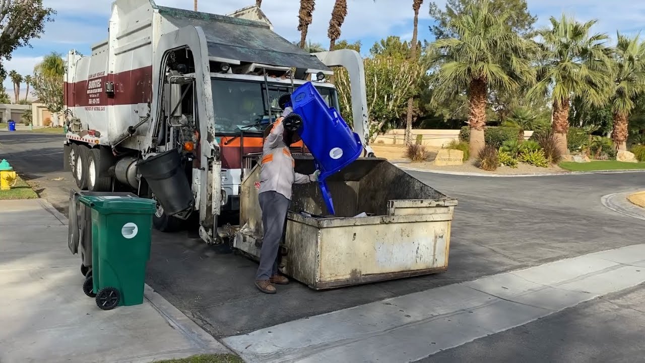 Burrtec WXLL carry can on semi auto recycle - YouTube