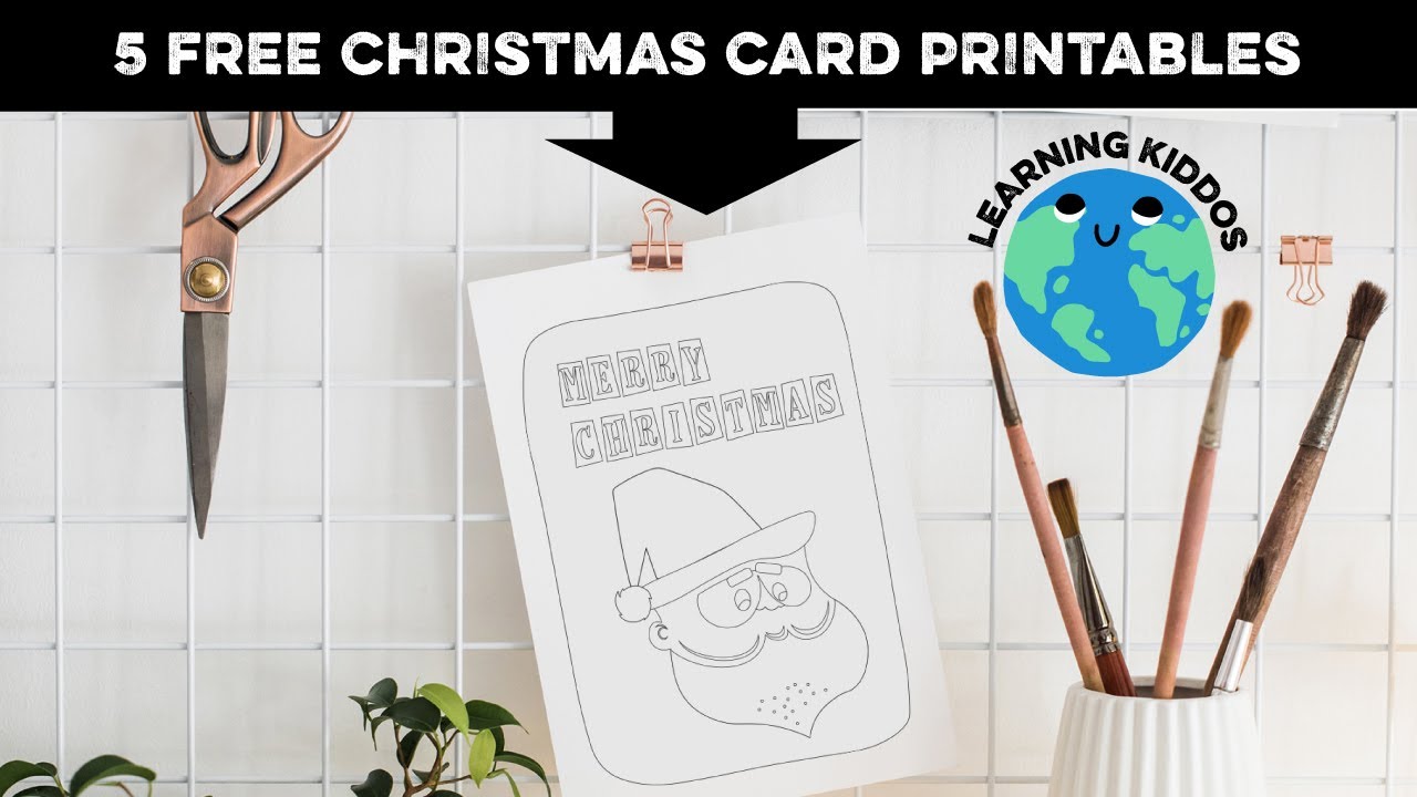Five free printable Christmas cards to color in - YouTube