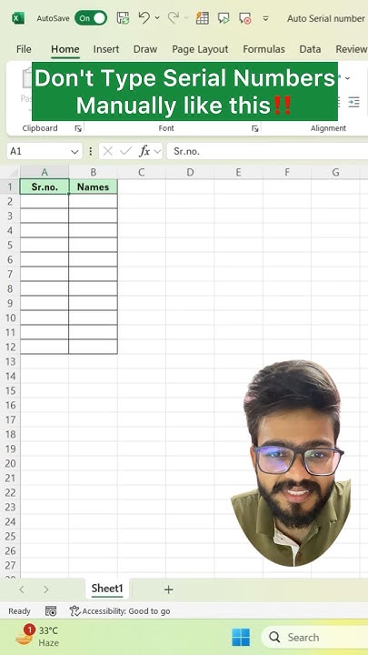 Dont Type Serial No Manually In Excel‼️instead Use Amazing Function Exceltricks Exceltips 