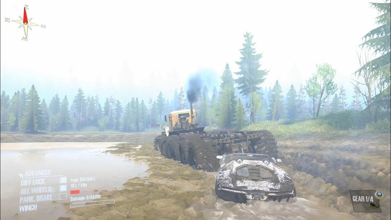 Dragging a Lamborghini Through the Mud - Mudrunner - YouTube