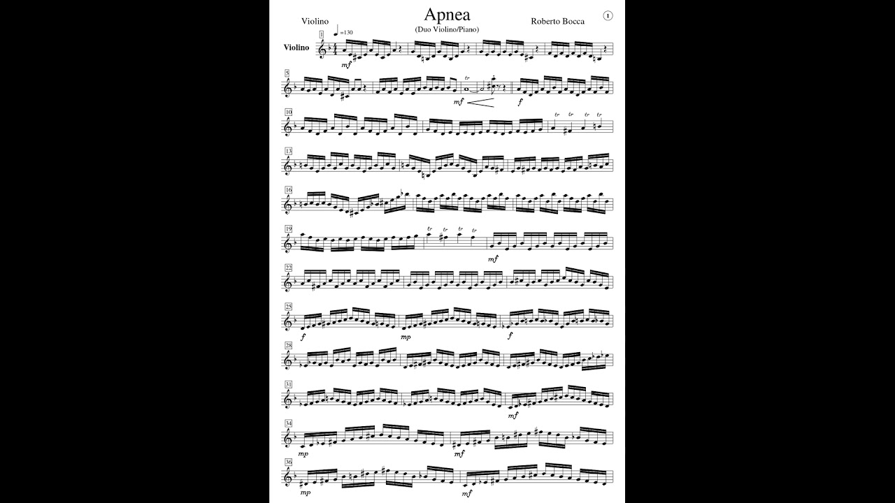 "Apnea" Duo Violin and Piano (with score) by Roberto Bocca - YouTube