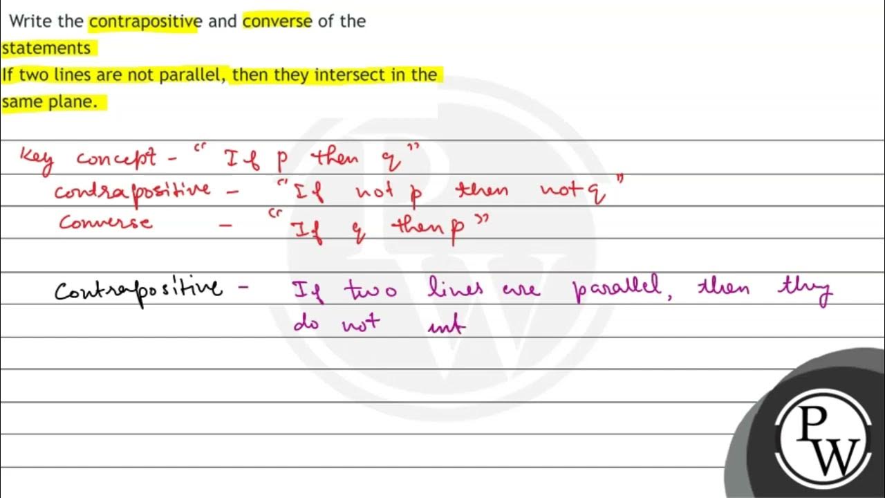 Write the contrapositive and converse of the statements If two lines ...