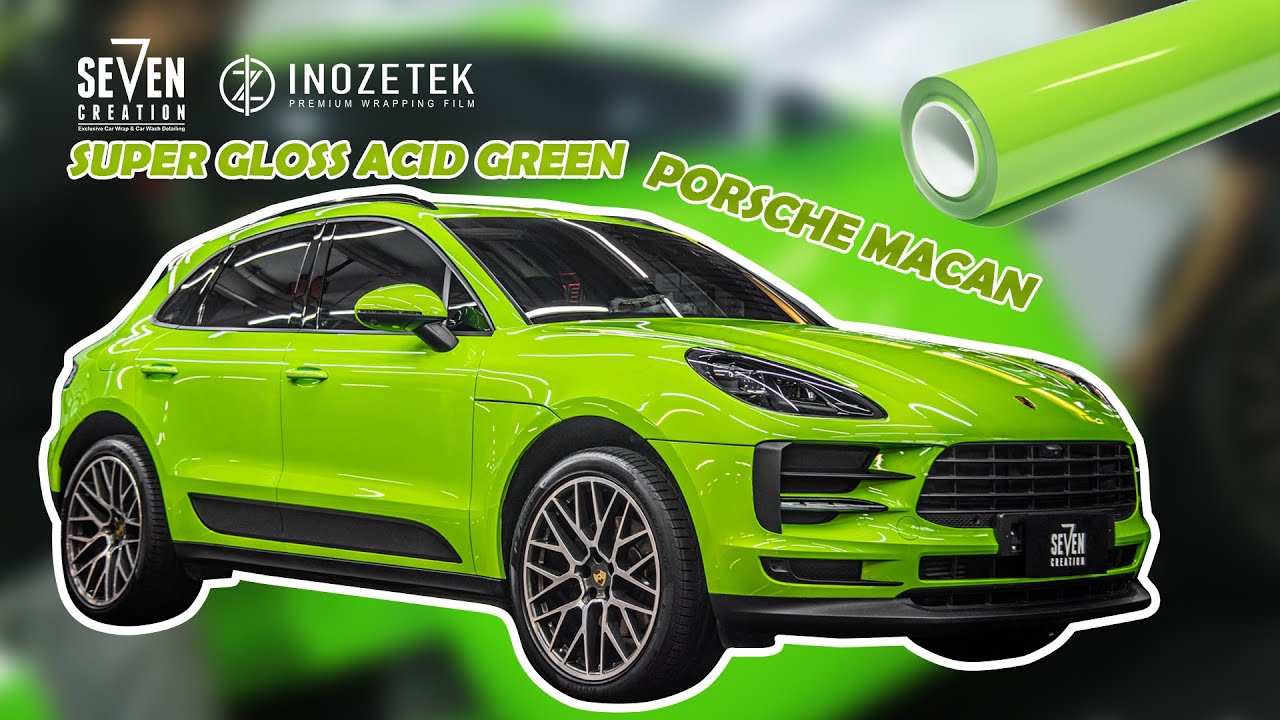 Porsche Macan INOZETEK SUPER GLOSS ACID GREEN - YouTube