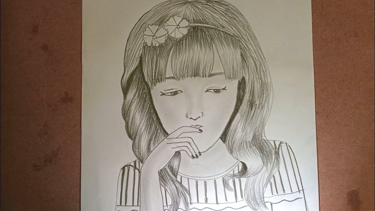 How To Draw A Girl Thinking 🤔 Somthing.../pencil sketch drawing/Girl ...