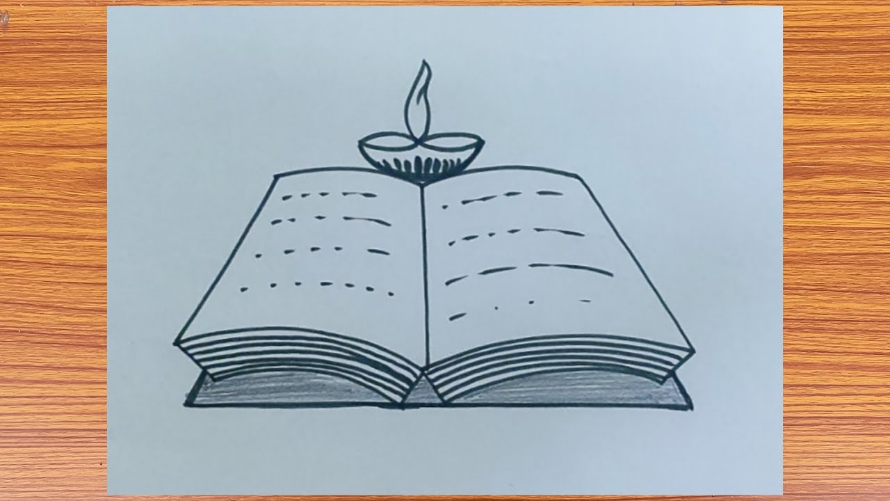 very easy diya drawing // diya drawing easy // book drawing step by ...