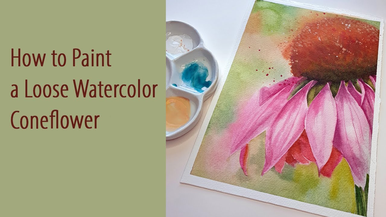 How to Paint a Loose Watercolor Coneflower [Echinacea] #watercolor # ...