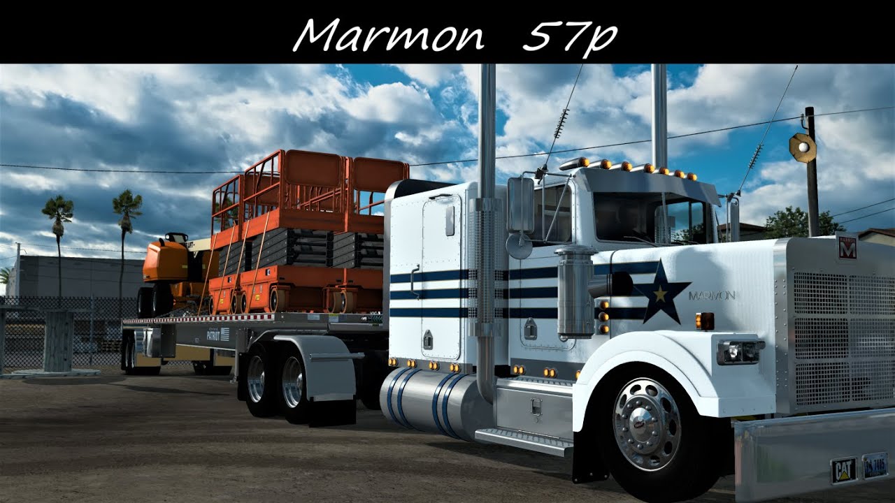 Marmon 57p Custom Fontaine Flatbed JLG Lift Delivery Yuma to San Diego ...