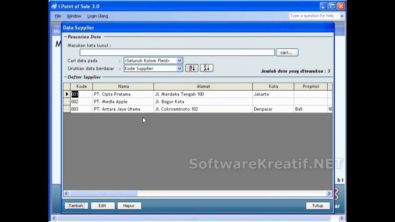 Tutorial 05 - Cara Menginput Data Supplier Pada Program Toko iPOS 3.0/3 ...