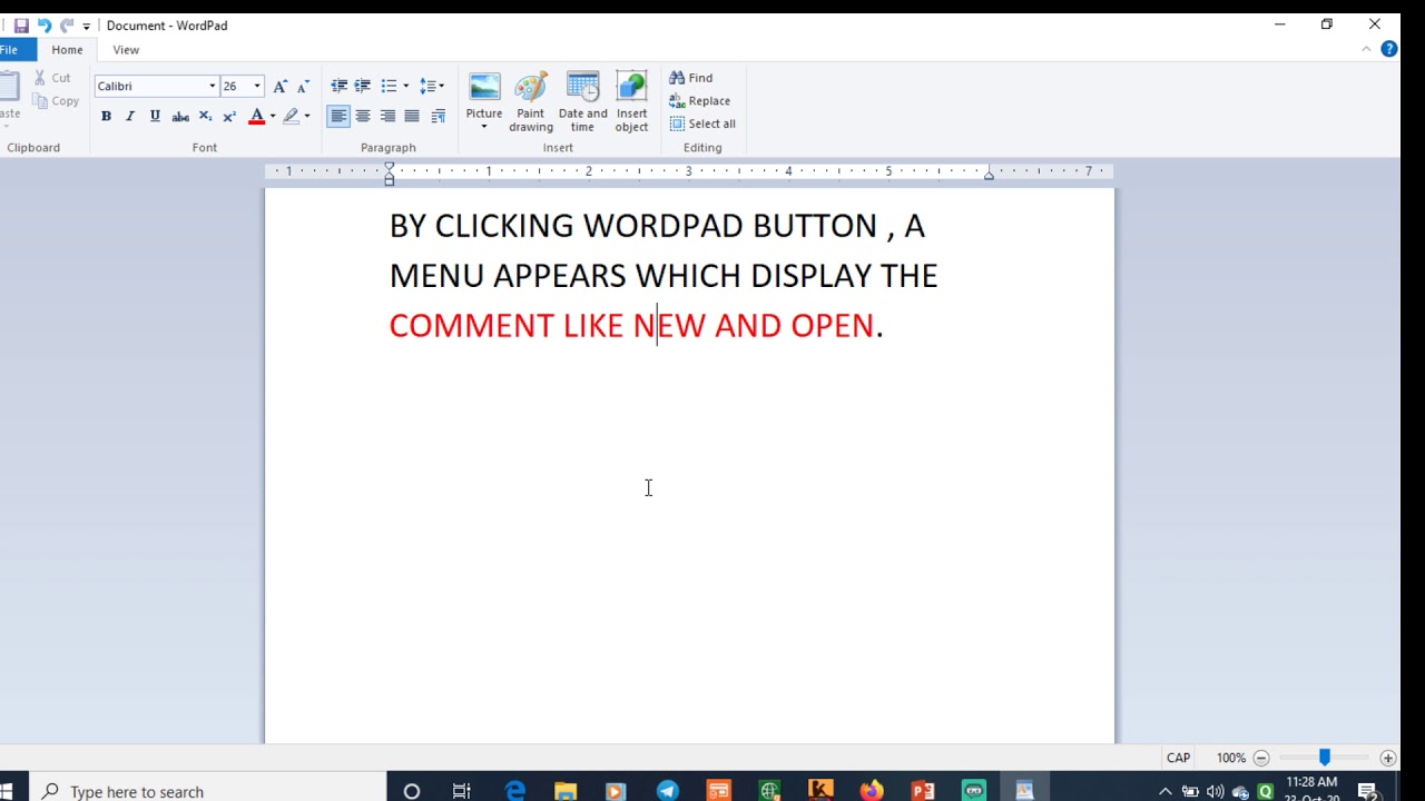 ENTERING TEXT ON WORDPAD - YouTube