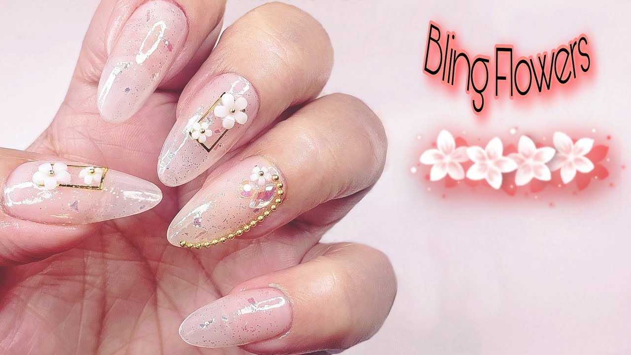 Bling Flowers Nail Art - Linda165 - YouTube