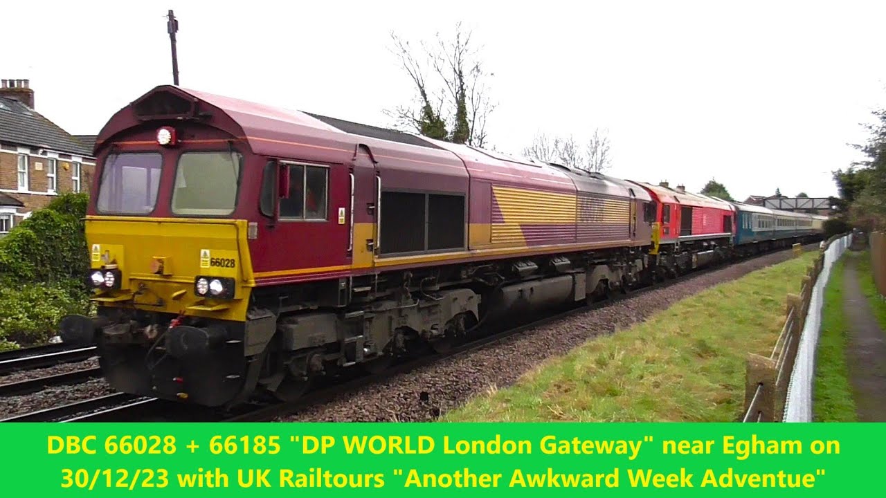 DBC 66028 + 66185 near Egham on 30/12/23 with UK Railtours "Another ...