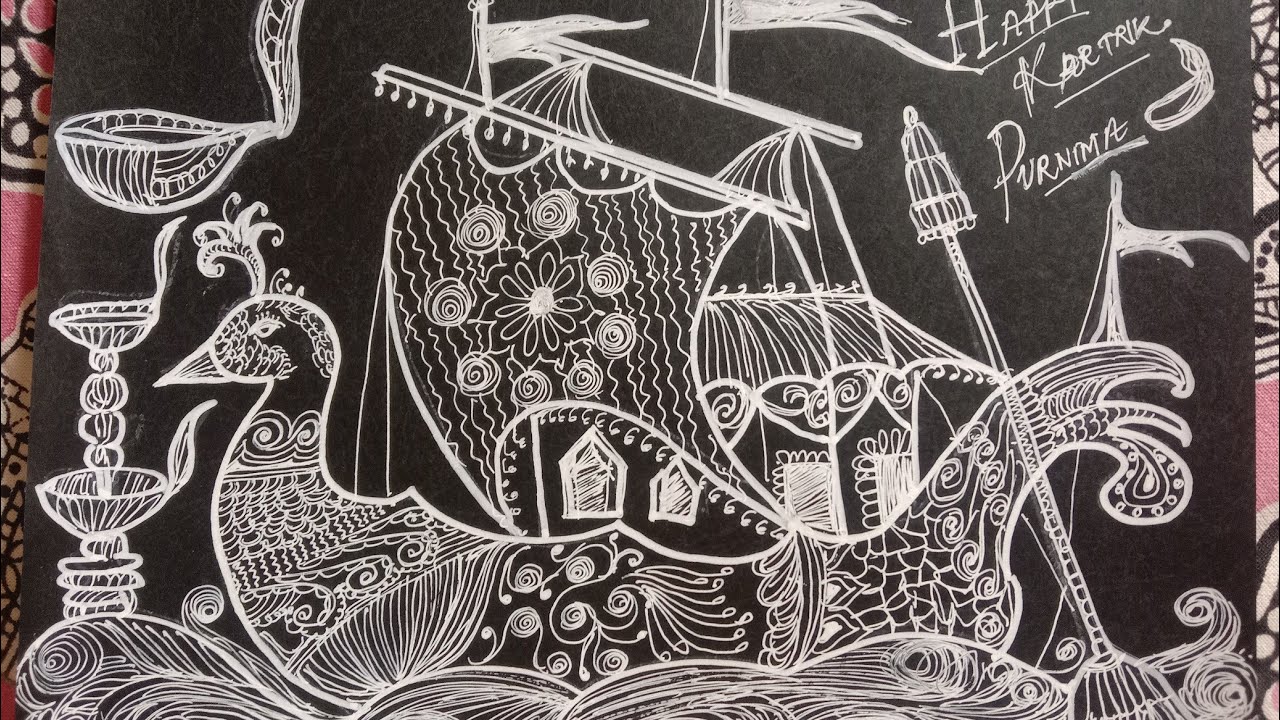 Happy Kartik Purnima drawing || Boita bandana sketch #shorts #penart # ...