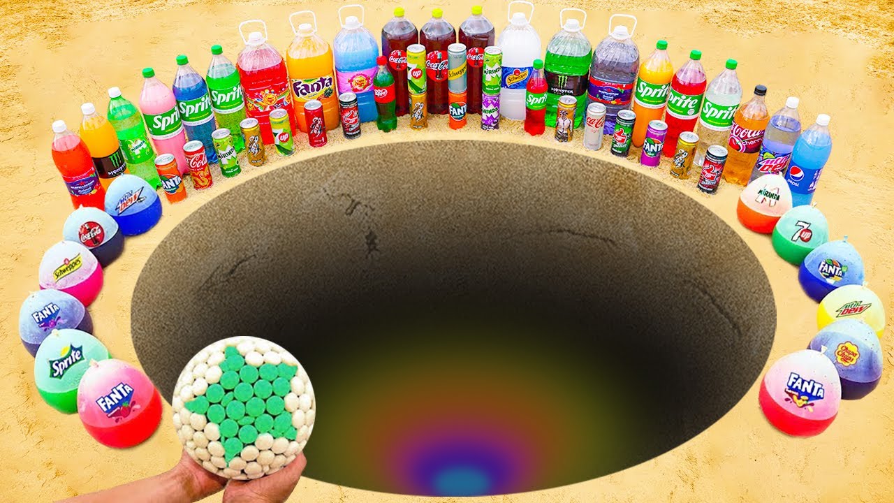 EXPERIMENT: Giant Toothpaste Eruption from Balloons Coca, Mtn Dew, 7up ...