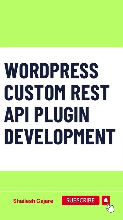 WordPress Custom REST API Plugin Development - YouTube
