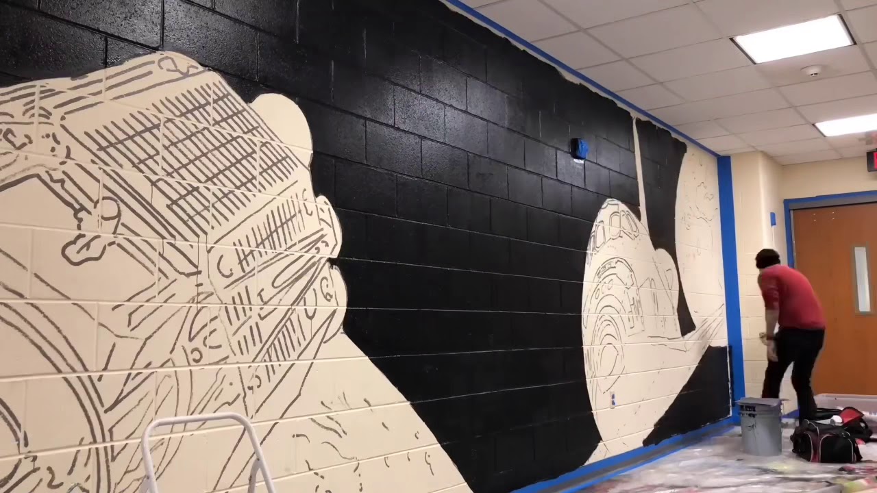 Space mural Grice Middle School - YouTube