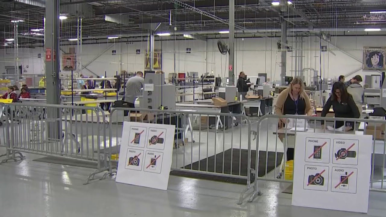 Philly Processing Center Works to Count Mail-In Ballots - YouTube