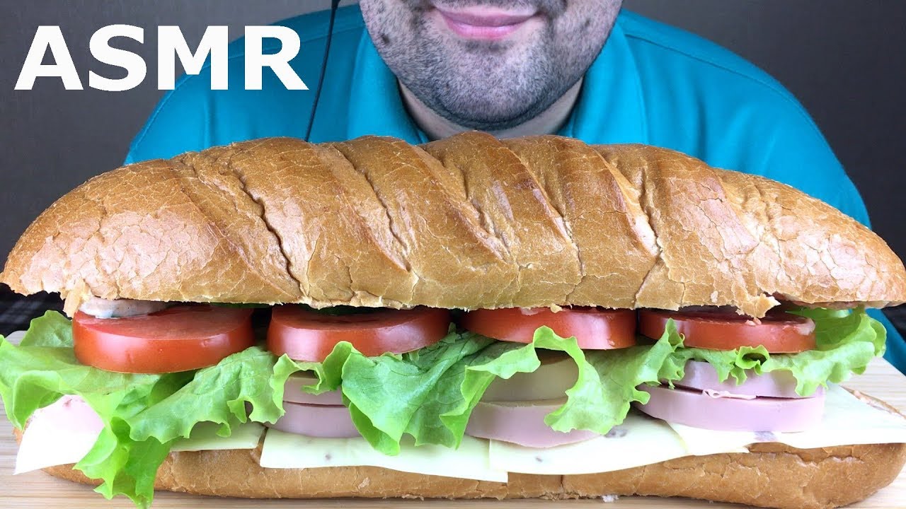 ASMR GIANT HOMEMADE SANDWICH MUKBANG (Eating Sounds) NO TALKING - YouTube