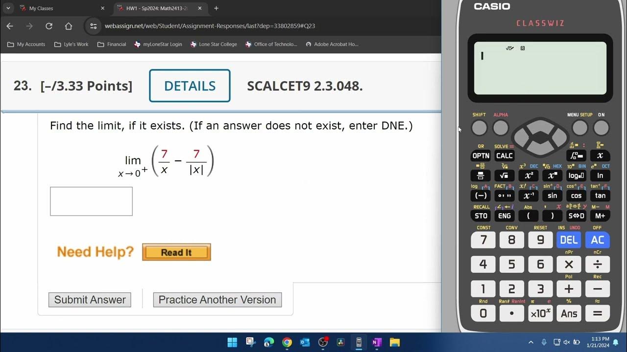Calculus 1 - HW#1 Q#23 - 2.3.048 - WebAssign - YouTube