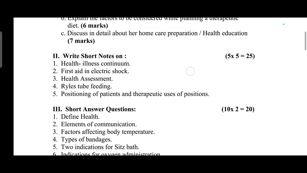 Nursing Foundation Question Paper for B.SC Nursing 1st year - YouTube