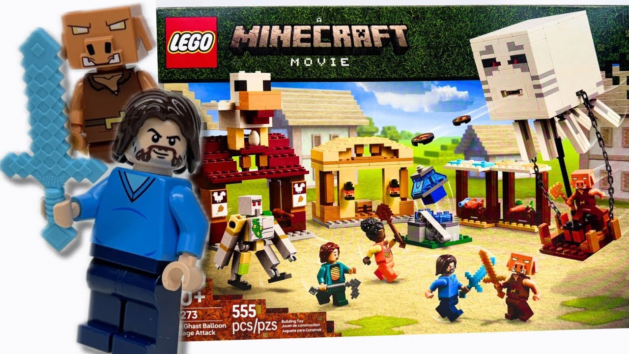 Lego Minecraft movie set review ghast balloon village attack | Toy Network