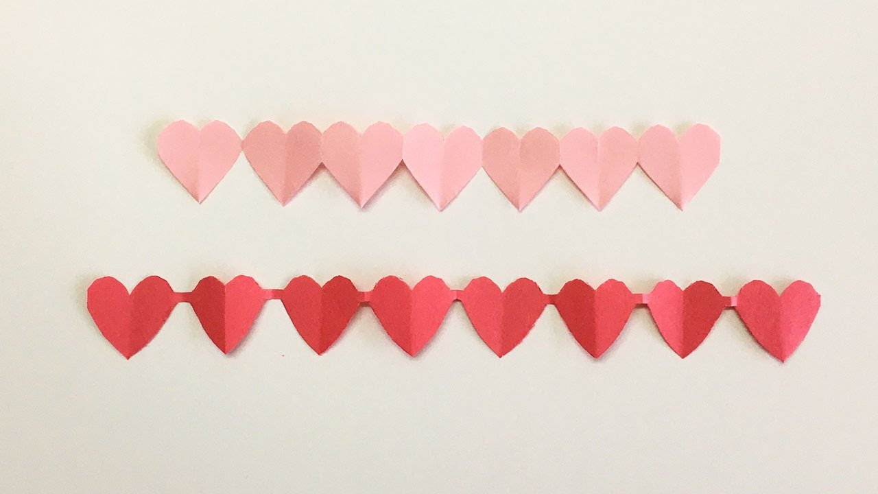 Easy Paper Hearts Garland Tutorial | How to make Valentines Paper Heart ...