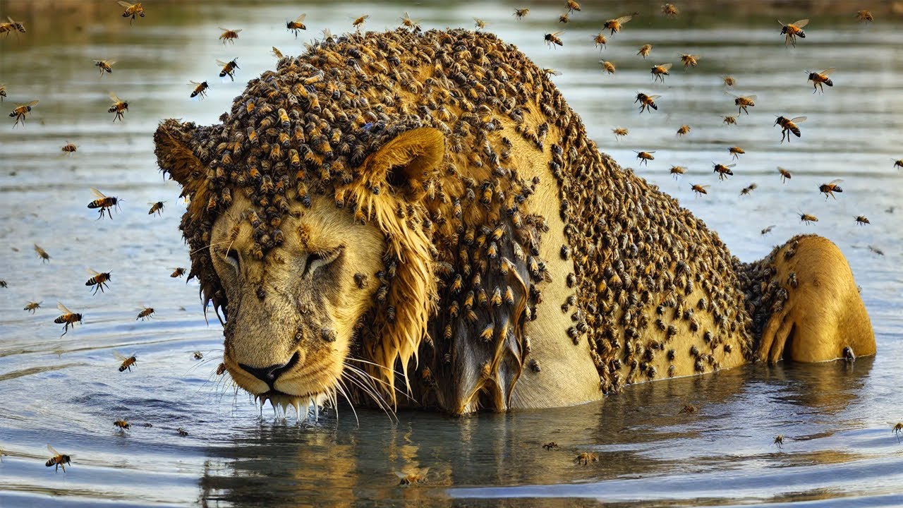 Lion Attacked by MILLIONS of Bees, What It Did Next Left Everyone in ...