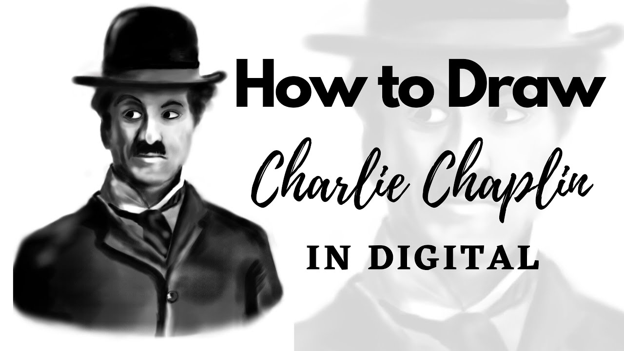 how to draw a charlie chaplin |🕴️🎩 digital art tutorials | digital ...