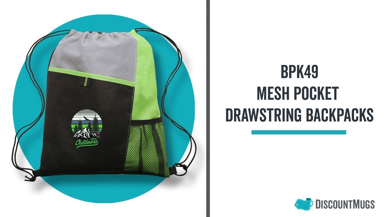 Personalized Mesh Pocket Drawstring Backpacks - YouTube