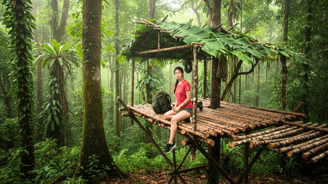 150 Days Survival Alone in the Forest and Buid a Treehouse - Tree Nest ...