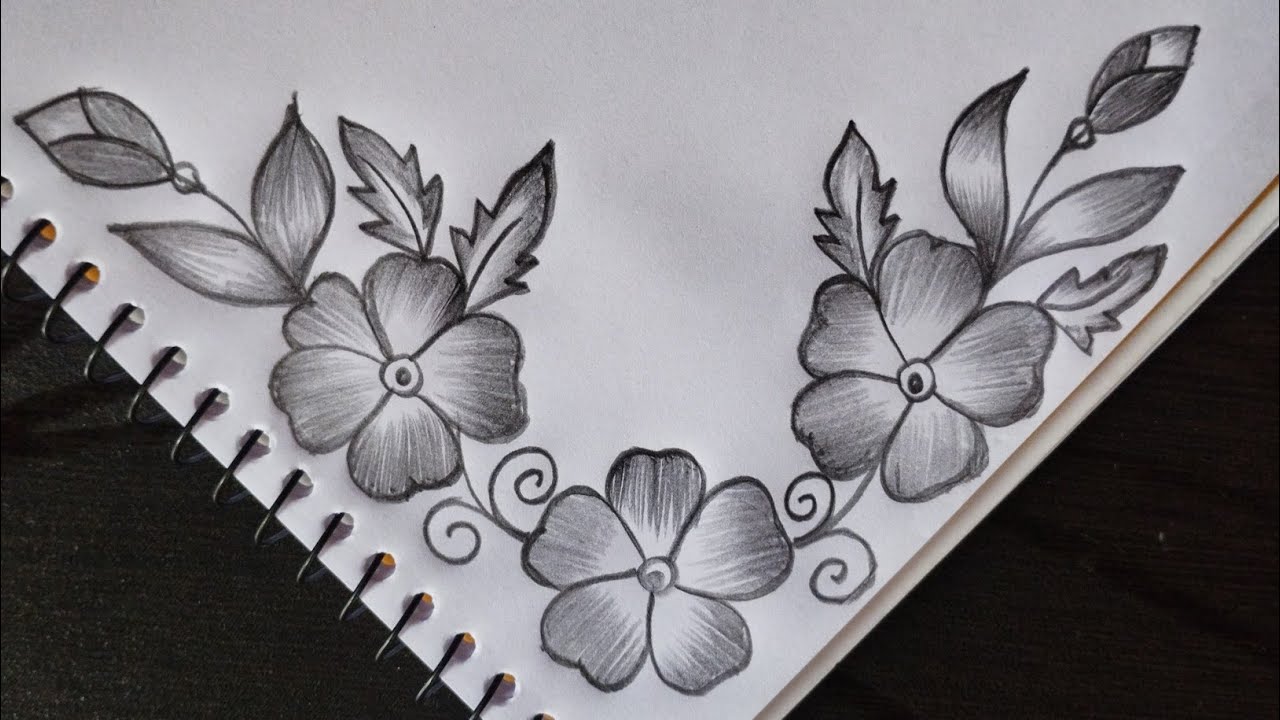 How to draw flower border design | Project design by pencil|A4 sheet ...