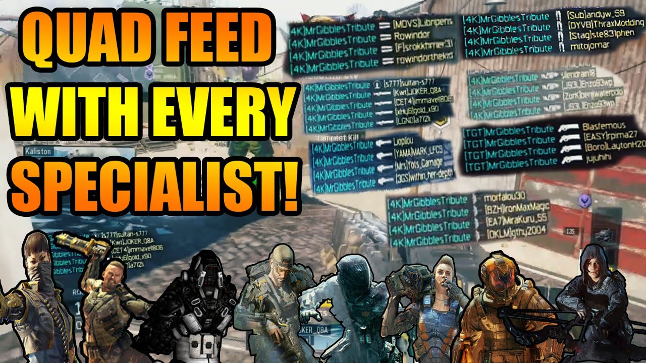 QUAD FEED WITH EVERY SPECIALIST (Call Of Duty Black Ops 3) - YouTube