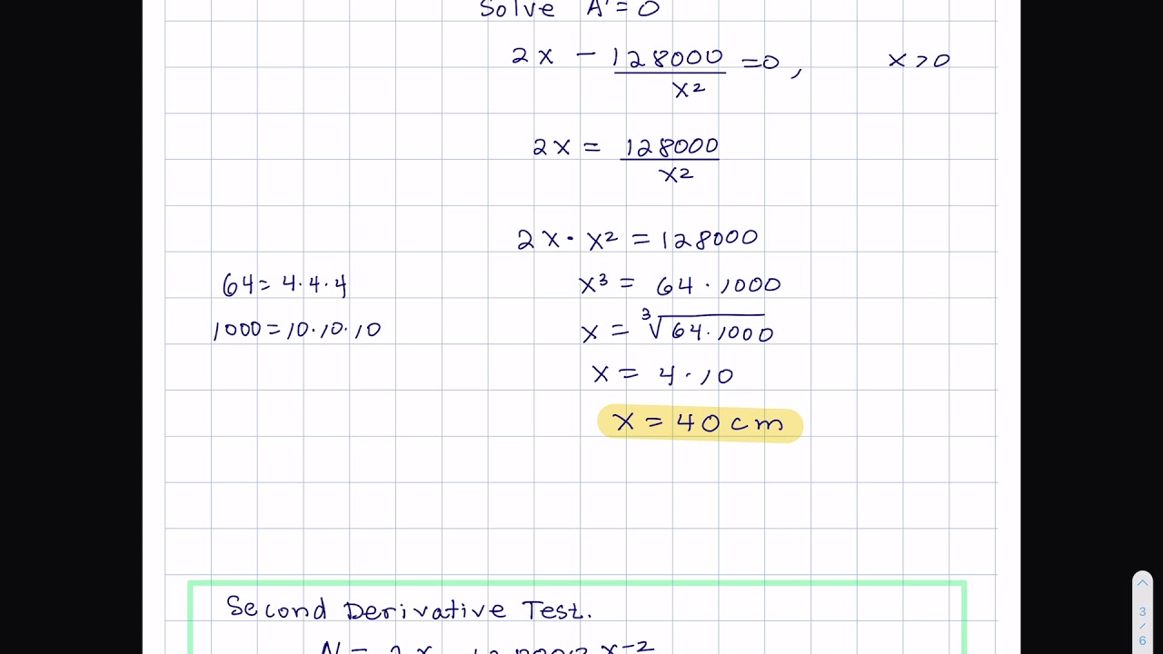 Optimization Problems: A Box with a Square Base and no Top - YouTube