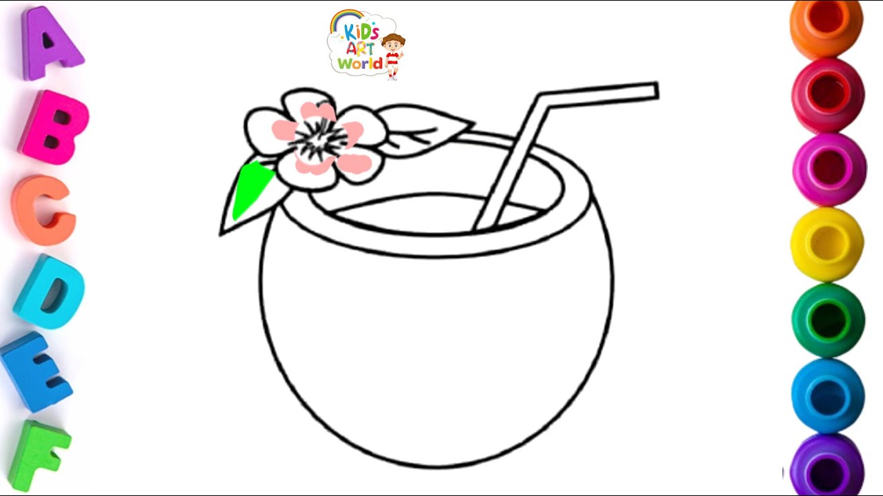 HOW TO DRAW COCONUT 🥥| COLORING AND PAINTING FOR KIDS AND TODDLERS ...