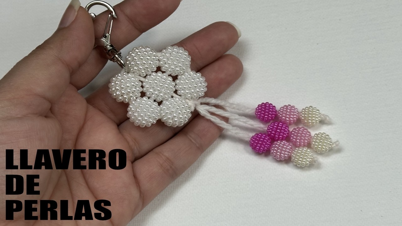 LLAVERO DE PERLAS PASO A PASO - YouTube