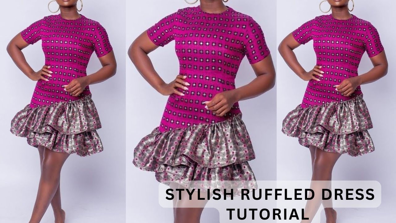 How to cut and sew this trendy Gathered Ruffled dress - Sewing ...