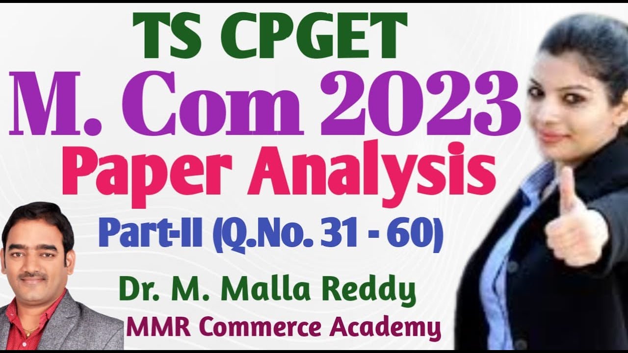 CPGET M. Com 2023 Previous Year Question Paper Analysis | Part II ...