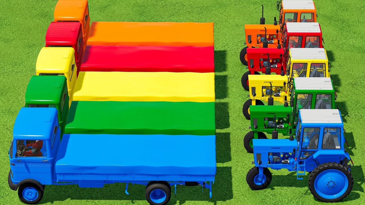 LOW LOADER TRANSPORTING & LONG TRUCKS FEEDING COWS IN FS22 | FARMING ...