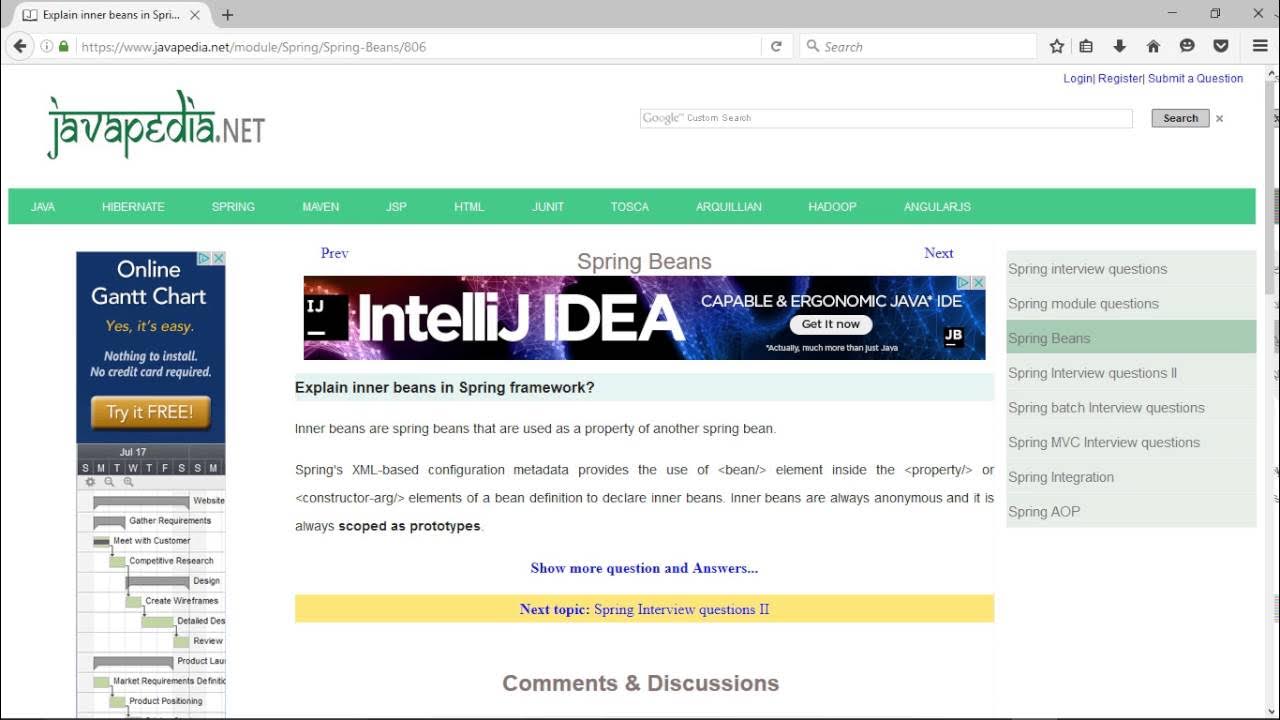 Explain inner beans in Spring framework? | javapedia.net - YouTube
