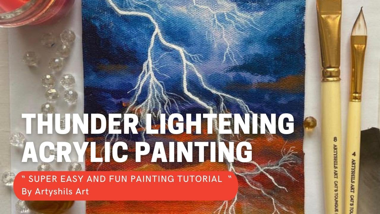THUNDER Lightening ACRYLIC PAINTING tutorial step by step WITH # ...