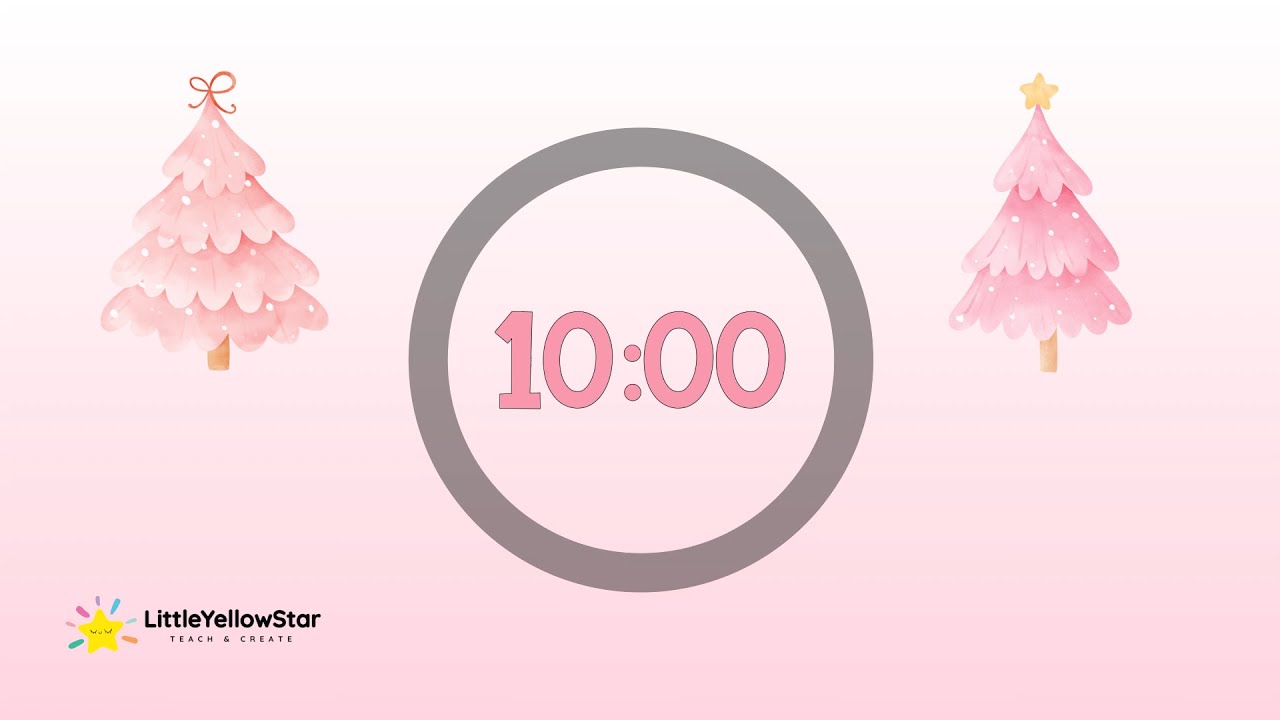 Pink Christmas Classroom Timer For Kids - 10 Minutes Countdown Timer ...