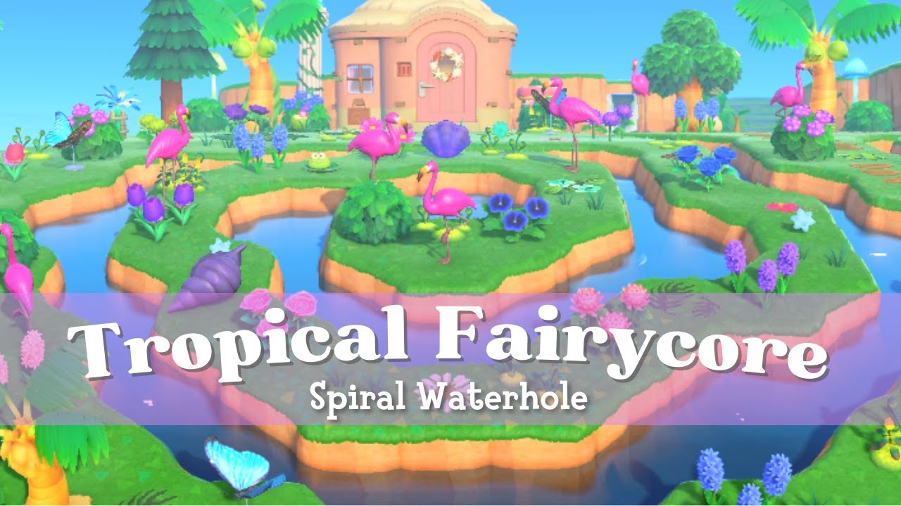 Flora's Spiral Flamingo Water Hole | ACNH Speed Build - YouTube