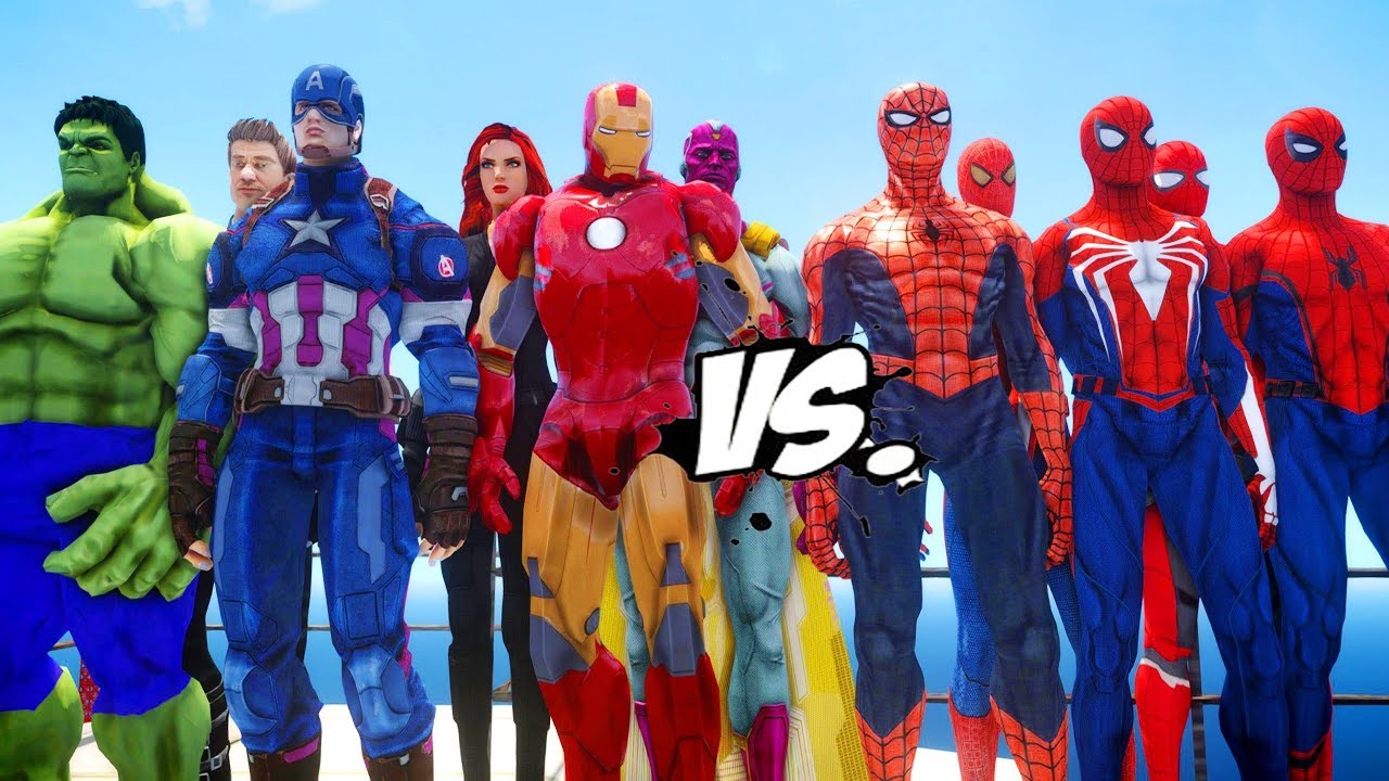 The Avengers Vs Spiderman Suits Epic Battle Youtube