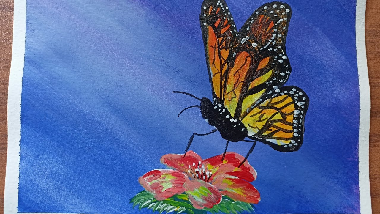 How to Paint A MONARCH Butterfly/Butterfly Drawing Step by step - YouTube
