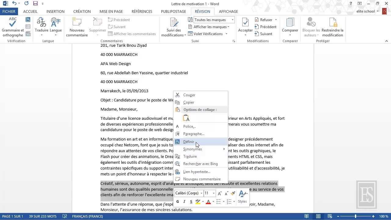Microsoft Word 2013 4.3. Dictionnaire, synonymes et traduction. - YouTube
