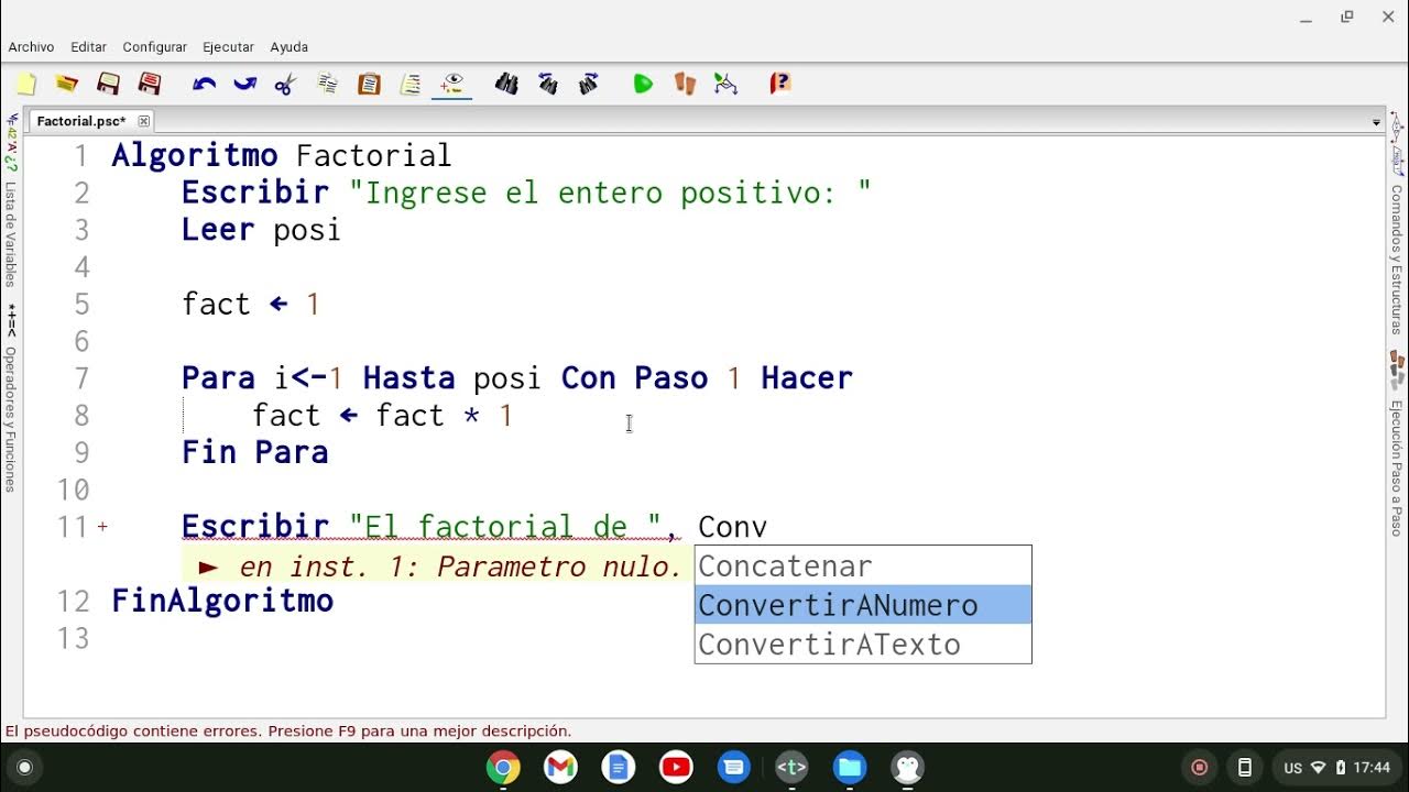 Estructura repetitiva Para en PSeInt - Algoritmo de factorial de un ...