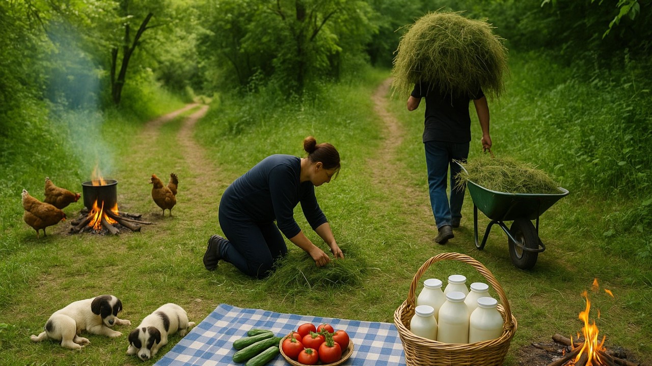 Traditional Village Cooking in the Forest | Yogurt & Herbs Spring ...